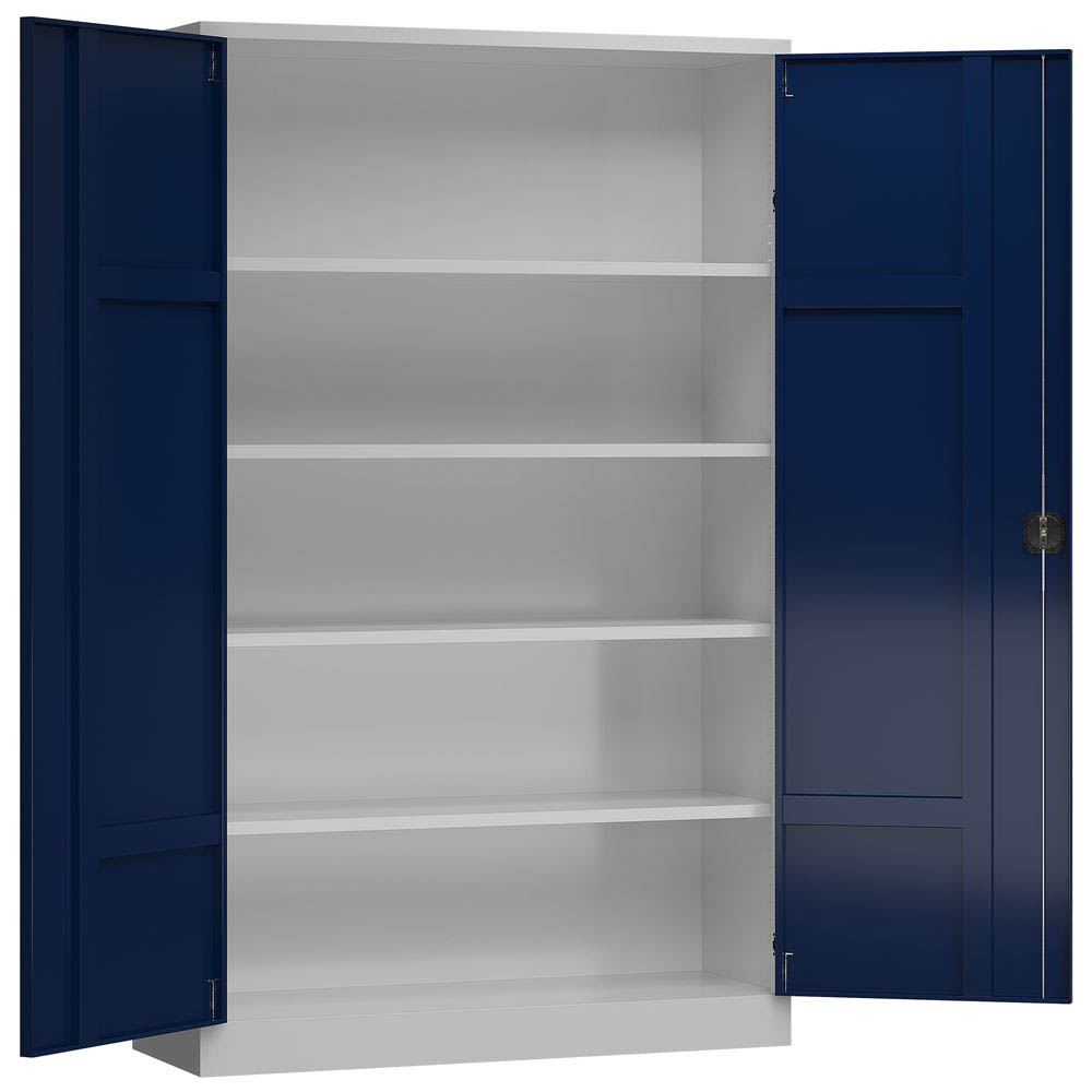 ClassiX Stahlschrank X-530371 enzianblau, lichtgrau 120,0 x 42,0 x 194,5 cm, aufgebaut | office ...
