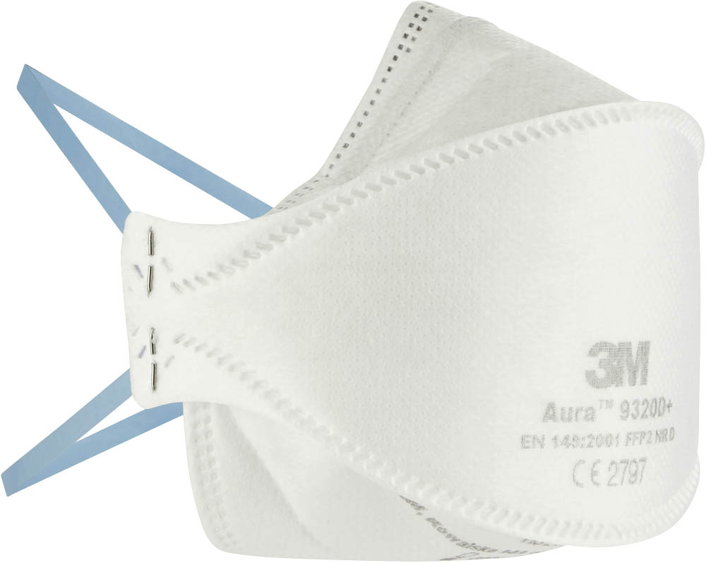 5 3M Atemschutzmasken Aura™ 9320D+ FFP2 NR D DIN EN 149:2001, A1:2009 | office discount