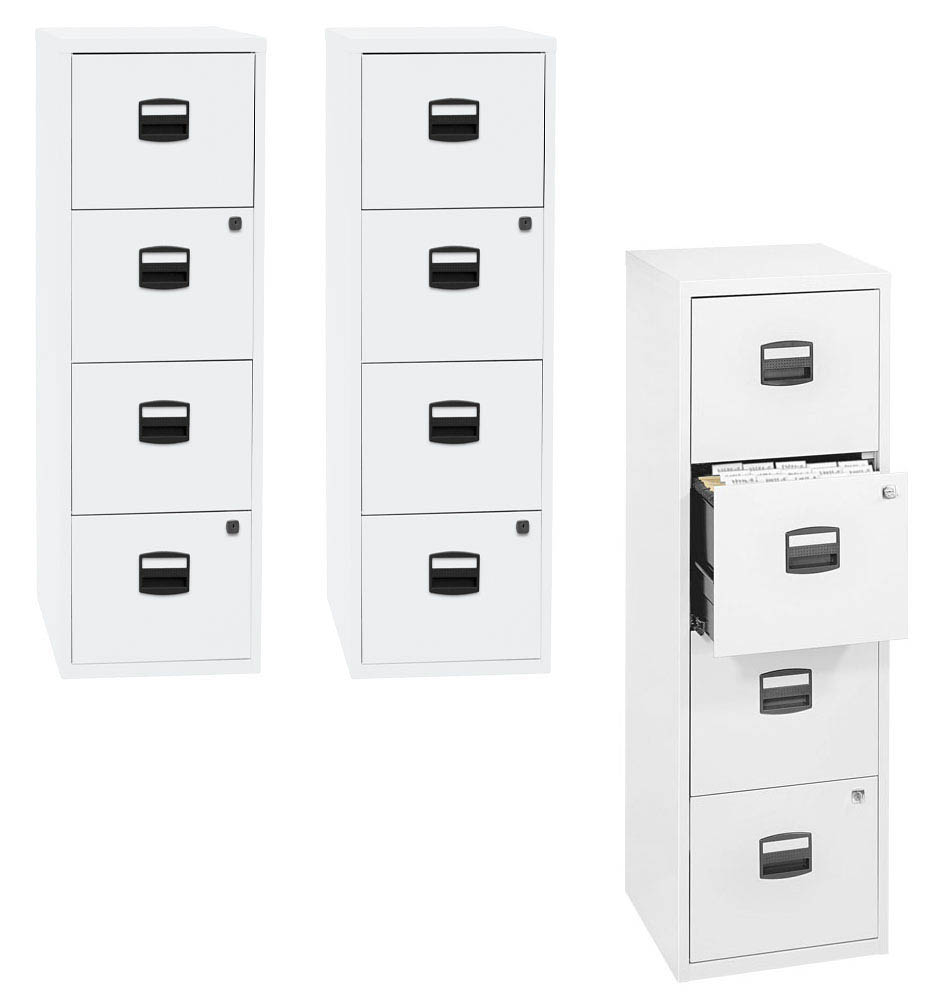 AKTION: BISLEY Home PFA 4 Hängeregistraturschränke verkehrsweiß 4 Schubladen 41,3 x 40,0 x 132,1 ...